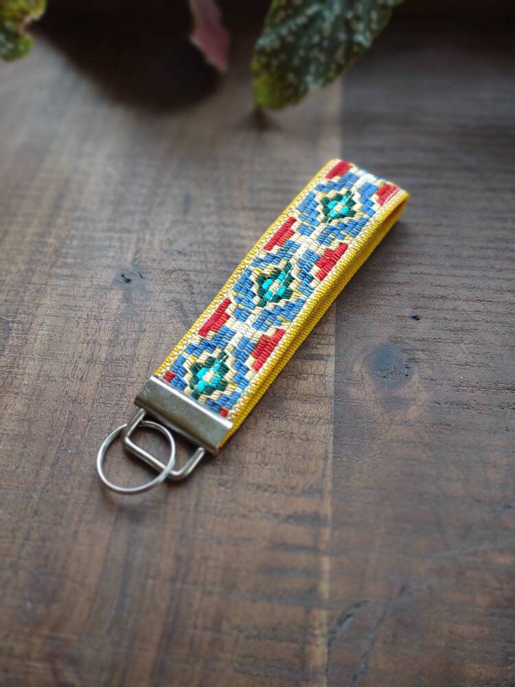 Key Chain Wristlet Embroidered Keychain Wrist Strap - Etsy