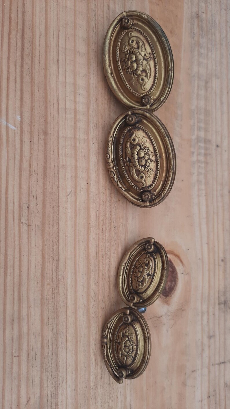 2 Pairs of Stamped Metal Antique Drawer Pulls - Etsy