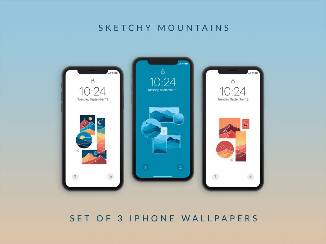 Sketchy Mountains Phone Wallpaper Set | Nature Scene iPhone Wallpaper ...
