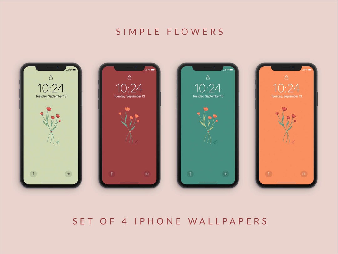 Simple Flowers Phone Wallpaper Set Floral Background Minimal Background ...