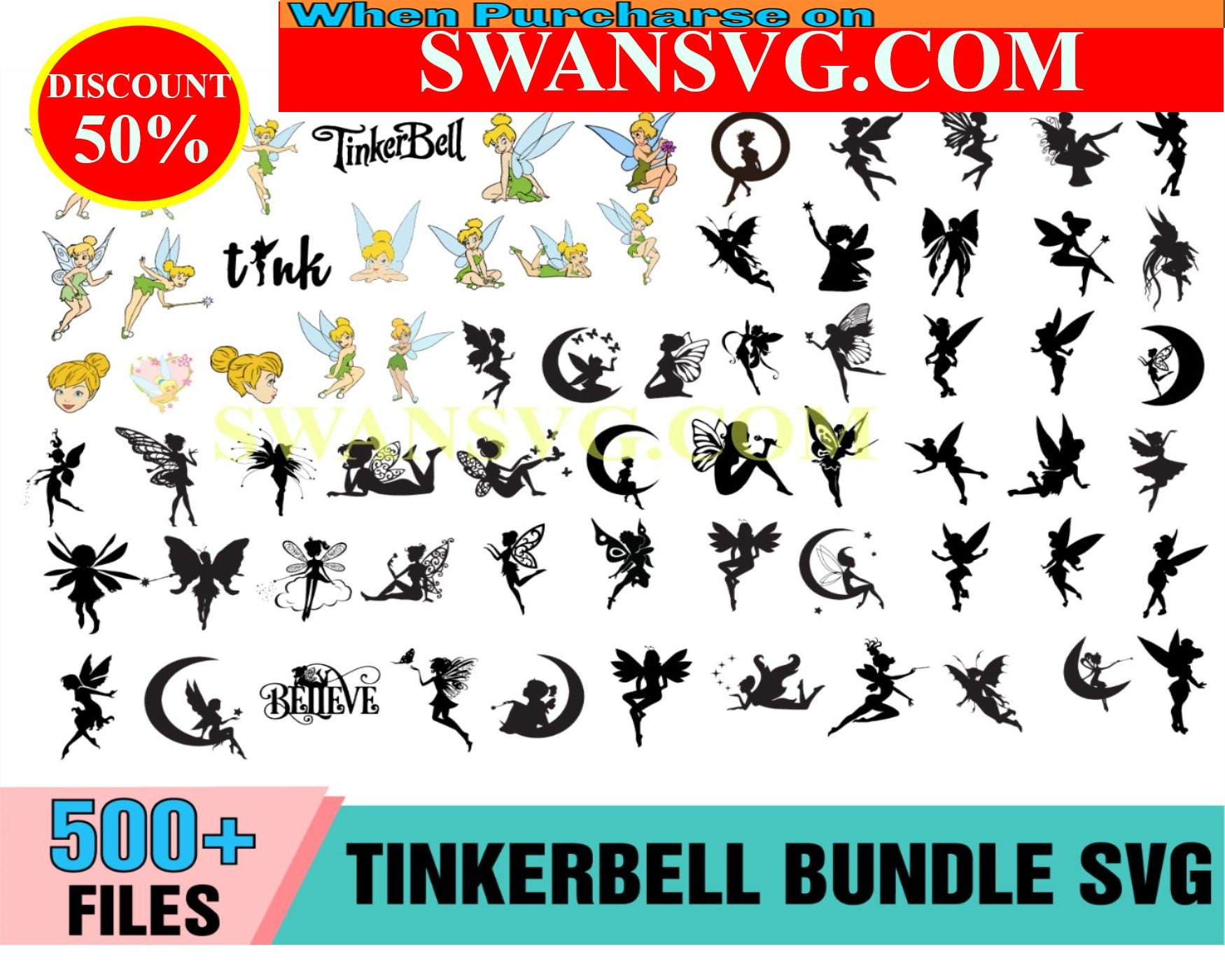 500 Tinkerbell Bundle SVG Disney Svg Tinkerbell Svg - Etsy