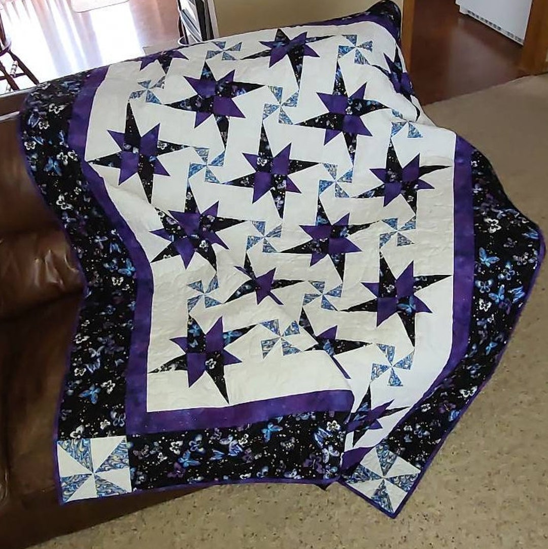 Purple Stars, Pinwheels and Butterfly Quilt - Etsy