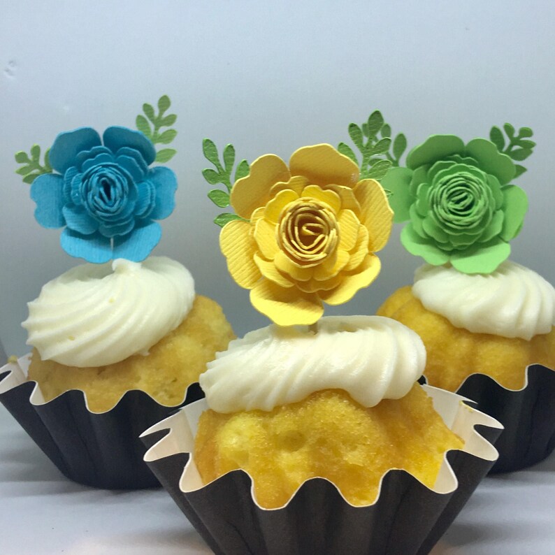 12ct Rose Cupcake Topper Flower Cupcake Toppers Tea Party - Etsy