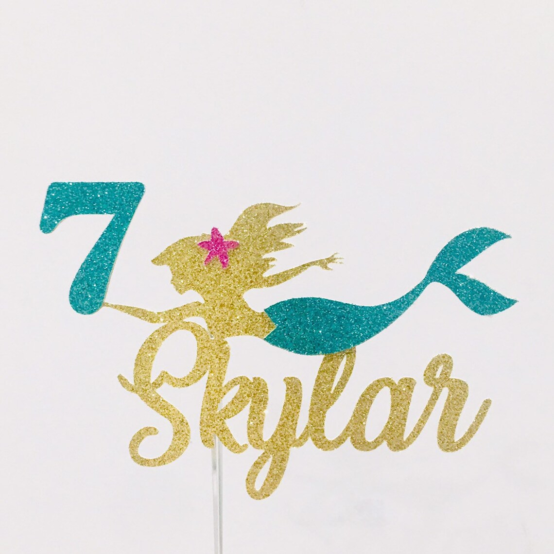 Personalize Glitter Mermaid Name Cake Topper Mermaid Topper - Etsy