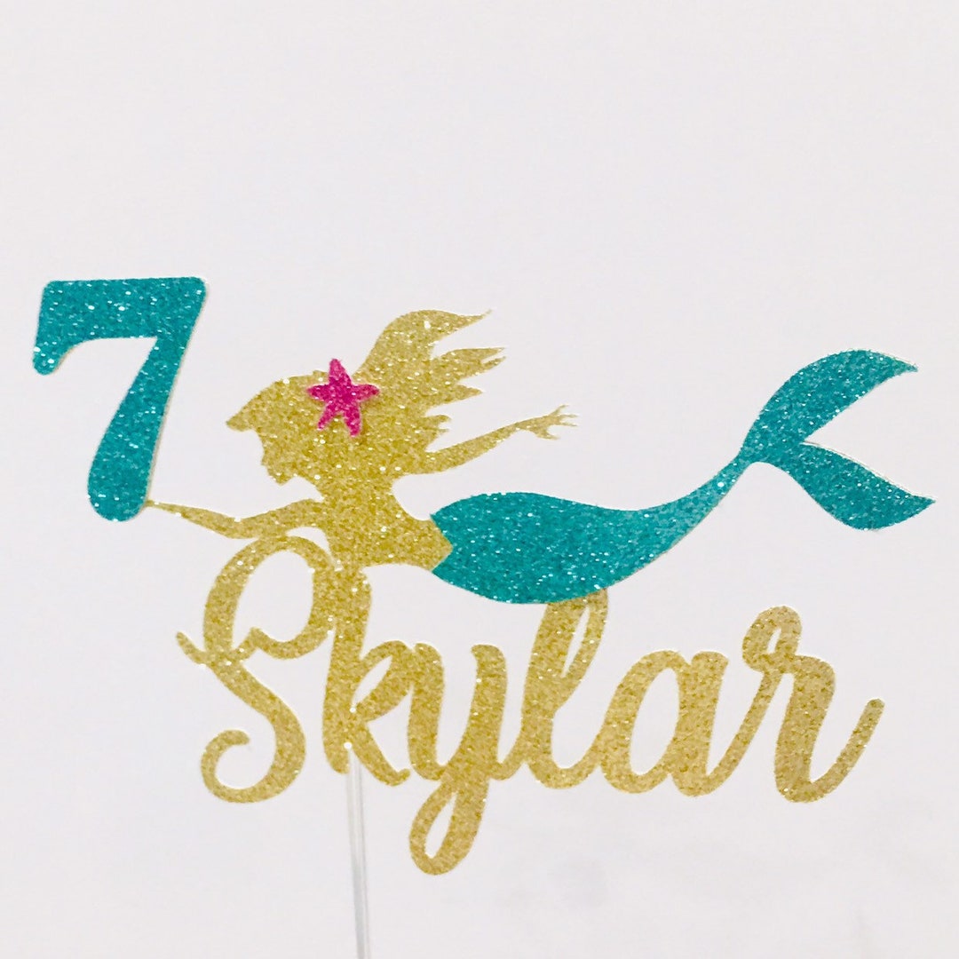 Personalize Glitter Mermaid Name Cake Topper, Mermaid Topper, Mermaid ...