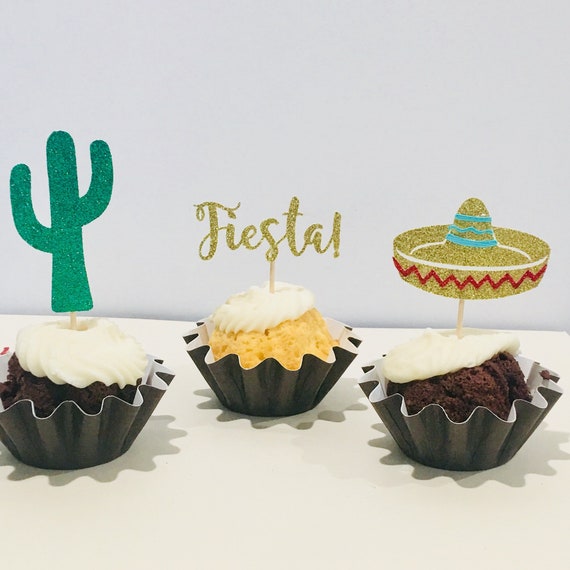 12ct fiesta cupcake topper fiesta cupcake topper cinco de | Etsy