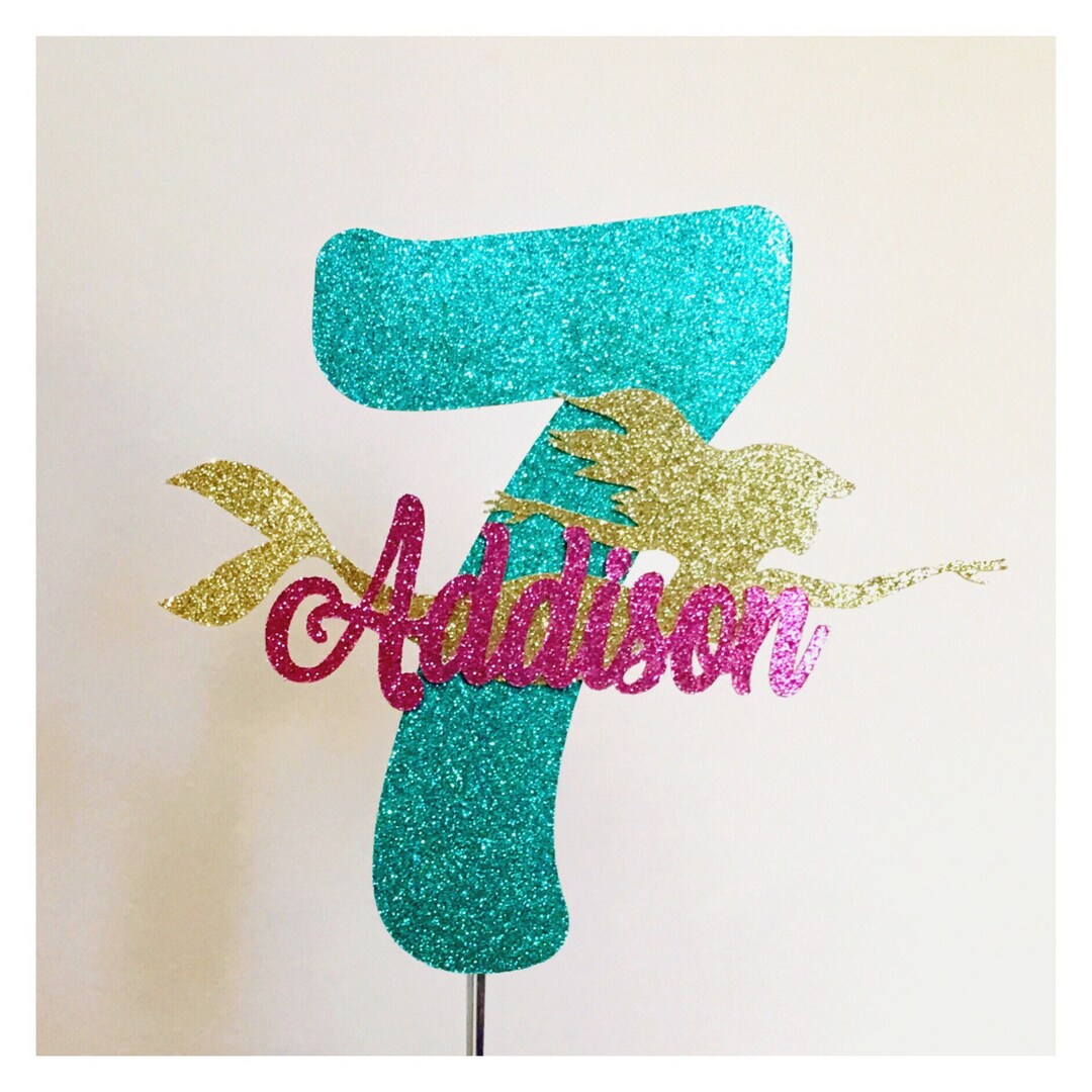 Personalize Glitter Mermaid Name Cake Topper, Mermaid Topper, Mermaid ...