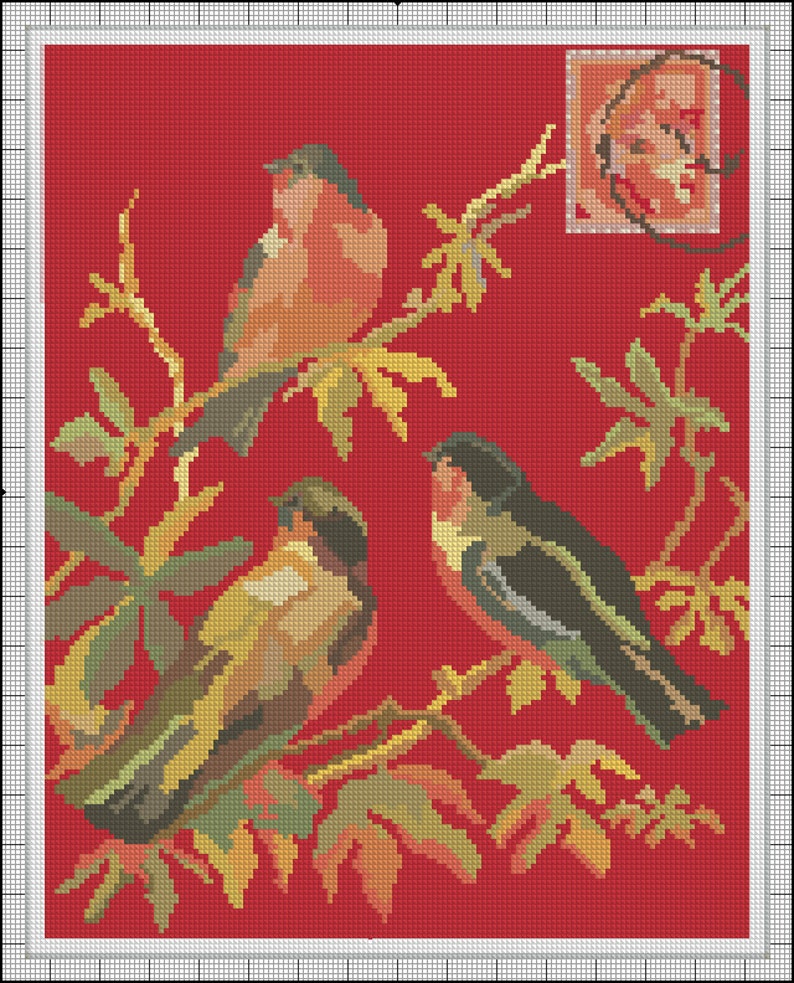 Part 1 Digital Vintage Birds Instant Download Needlepoint Pattern - Etsy