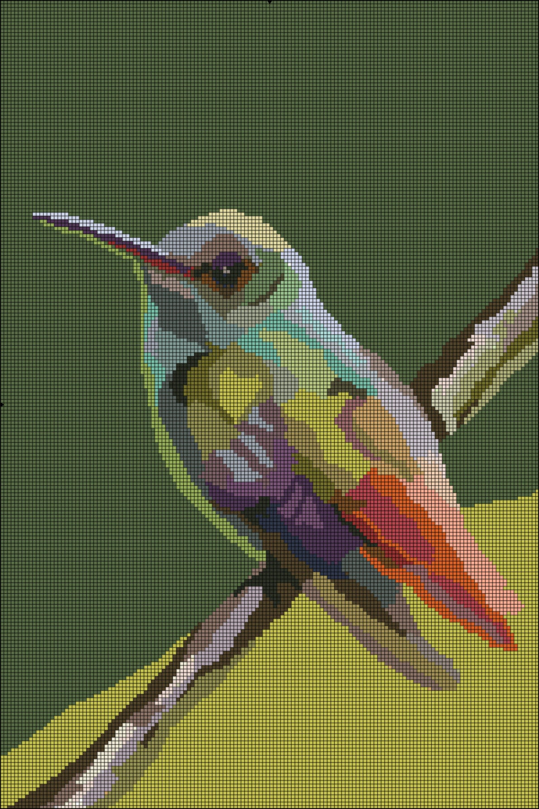 Part 1 Digital Hummingbird Needlepoint Pattern - Etsy