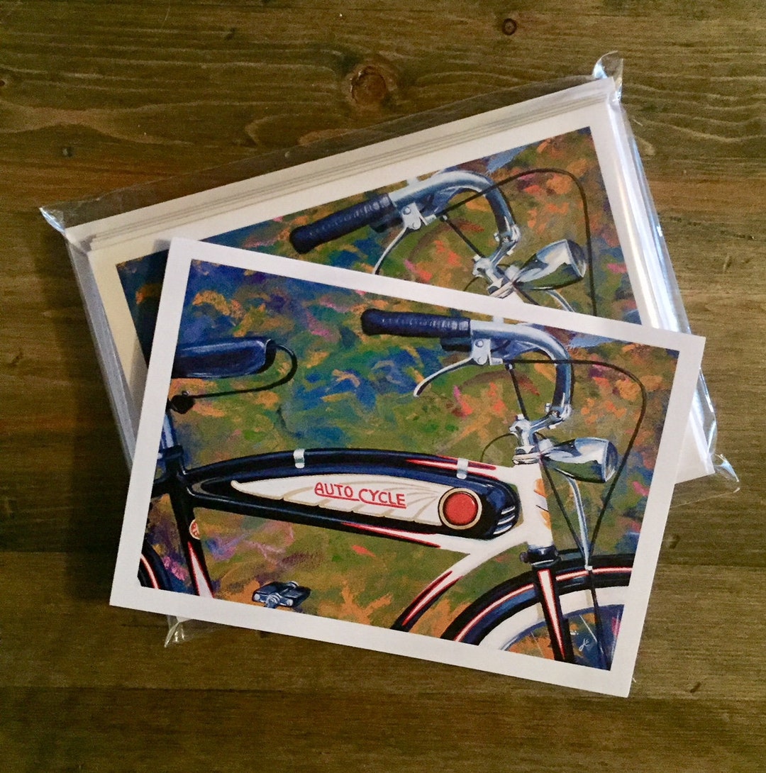 Bicycle Note Card Set - Beautiful Vintage Schwinn Bicycle Notecard or ...