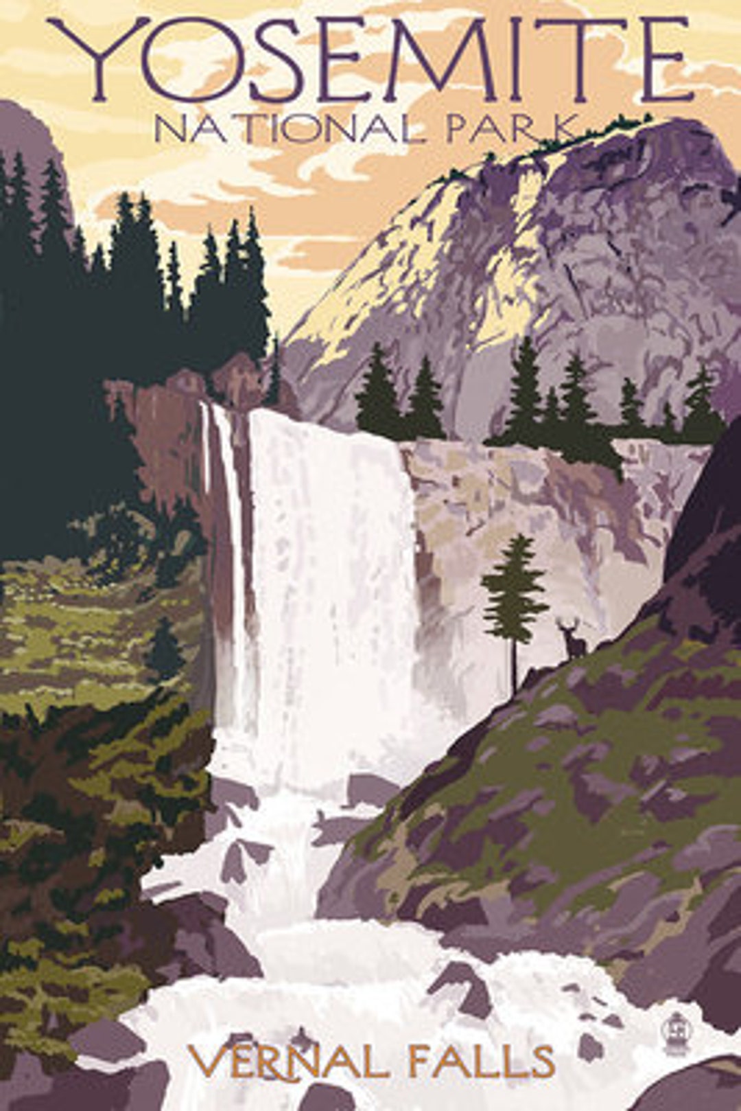 Beautiful Vintage Themed Poster Print of Vernal Falls in Yosemite ...