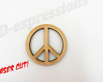 Peace Sign Medium Wood Cut Out Laser Cut - Etsy