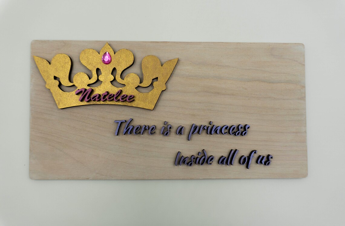 Princess Crown Wood Sign With Name Nursery Decor Kids Name - Etsy