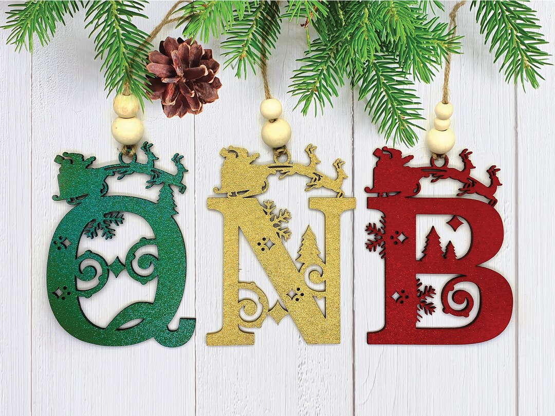 Christmas Theme Letter Monogram Ornament - Etsy
