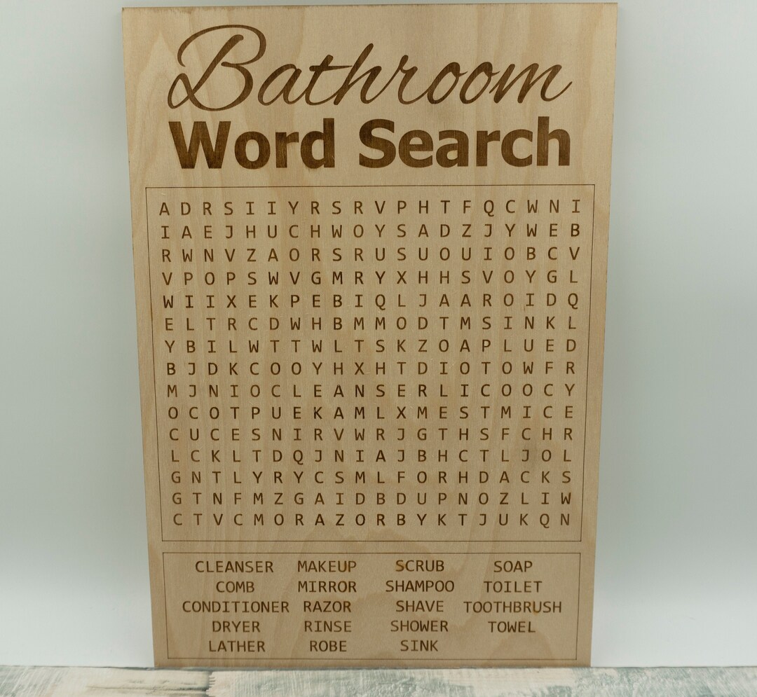 Bathroom Word Search Puzzle Bathroom Fun Decor - Etsy