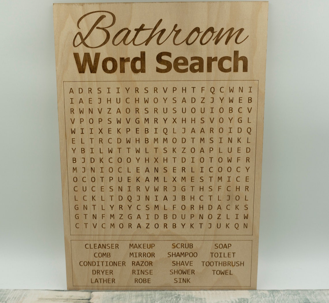 Bathroom Word Search Puzzle Bathroom Fun Decor - Etsy