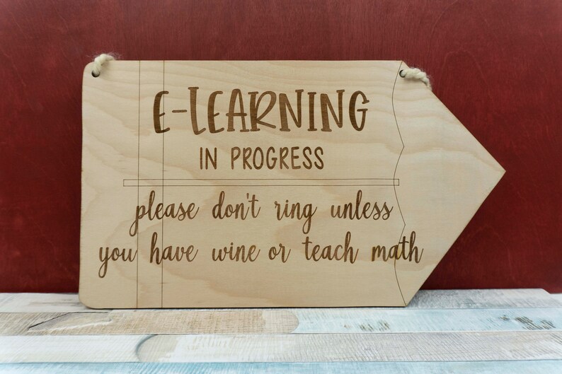 E-learning in Progress Wood Door Sign: Virtual Learning Decor - Etsy