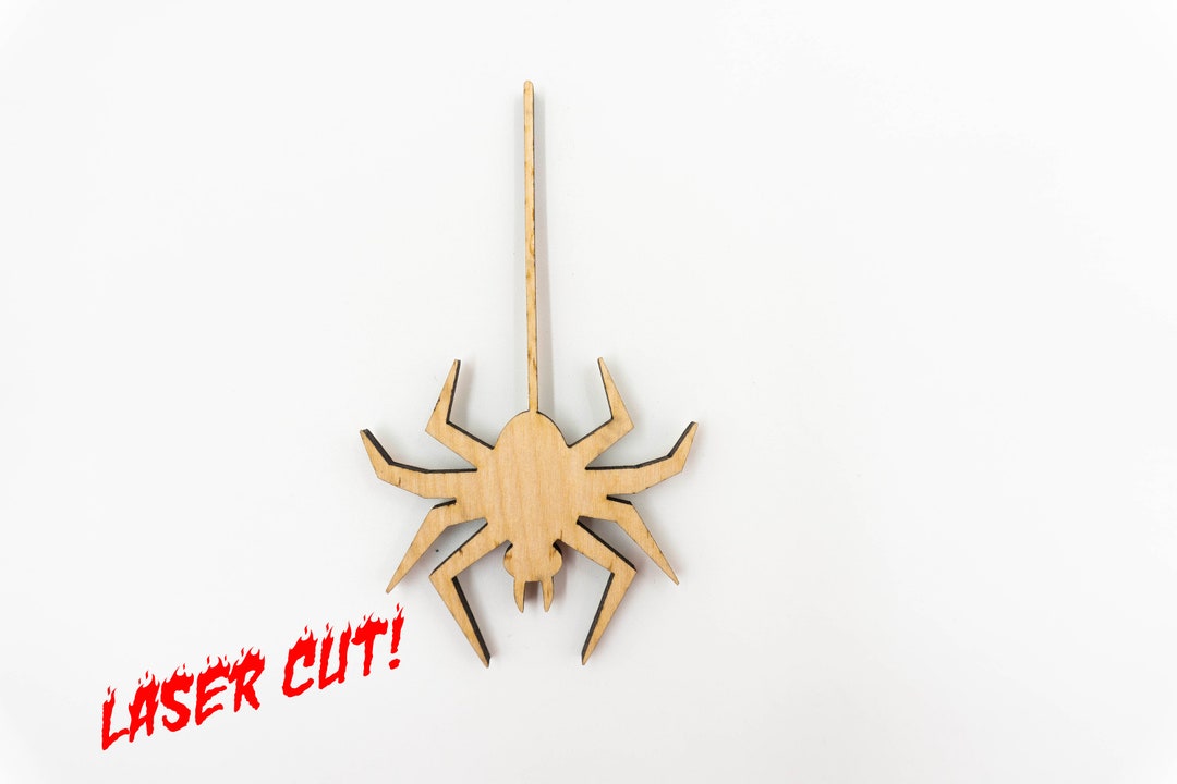 Spider With Web Laser Cut Wood Decoration Sign Ornament Halloween DIY ...