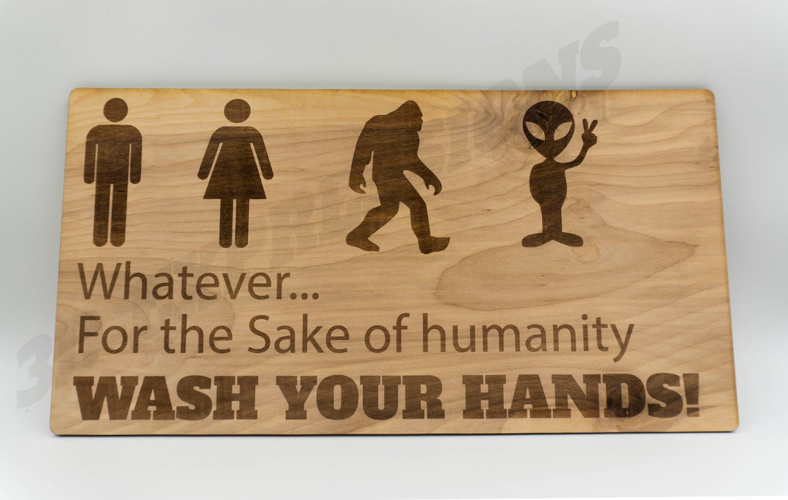 Wash Your Hands Bathroom Sign Customizable Funny Wood Sign - Etsy