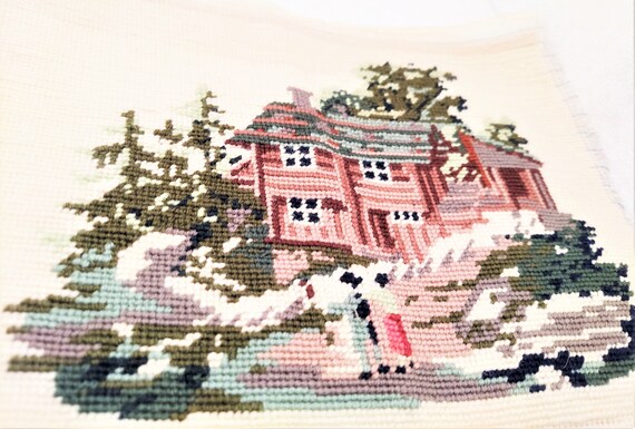 Home In the Forest Crewel Embroidery Panel 12 x 12 Inches Art ...
