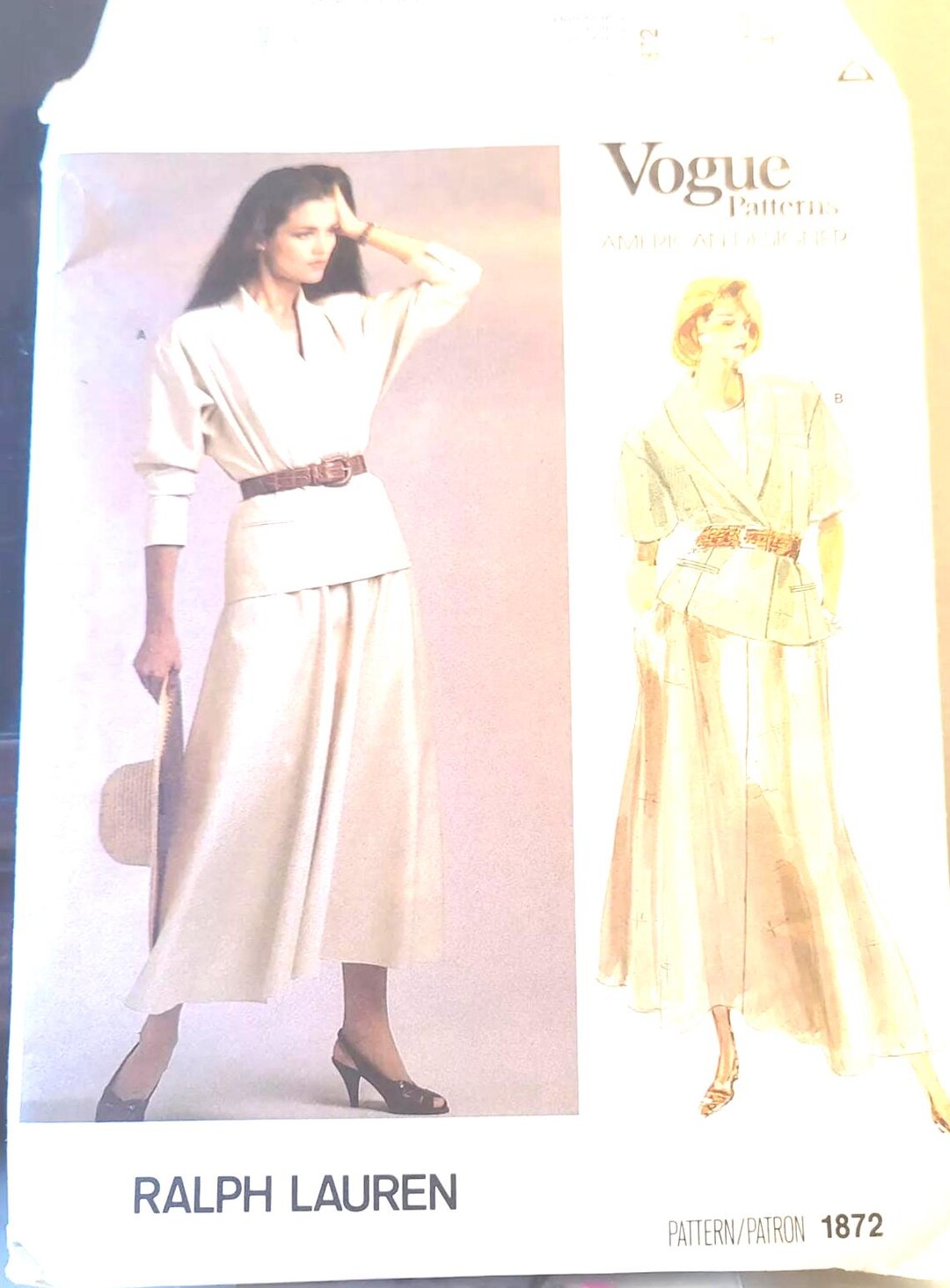 Vogue Pattern #1872 - Vintage 1980s Designer Ralph Lauren Skirt ...