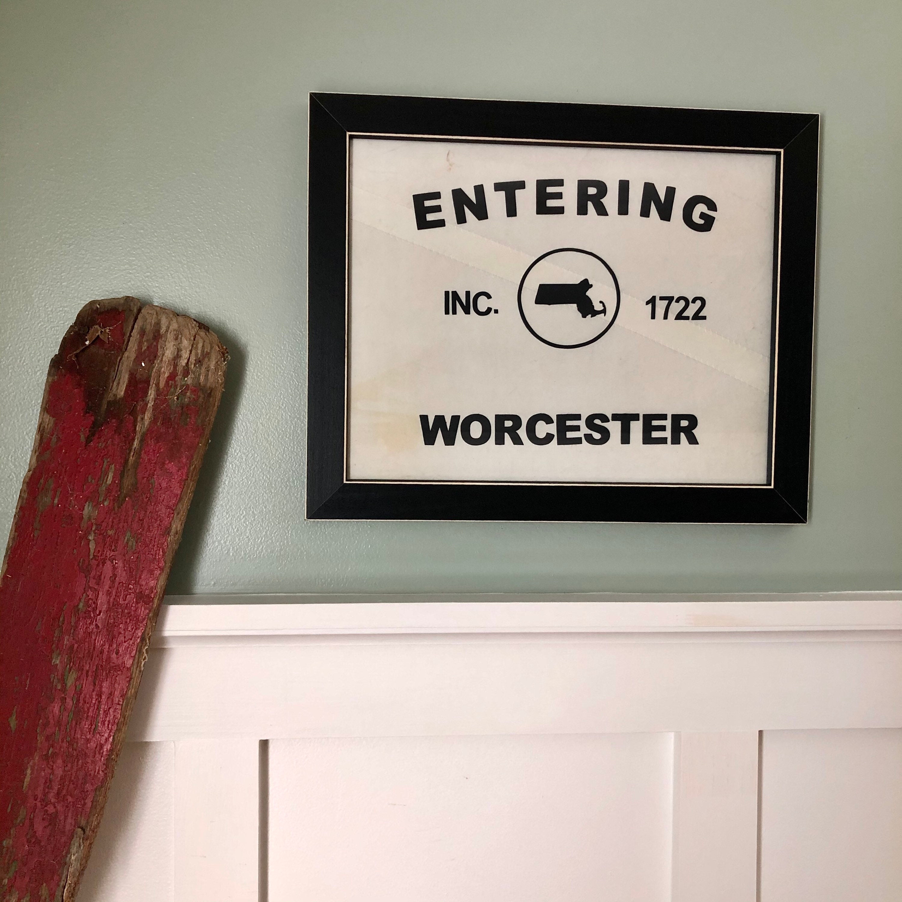 ENTERING WORCESTER framed wall art with retired sailcloth | Etsy