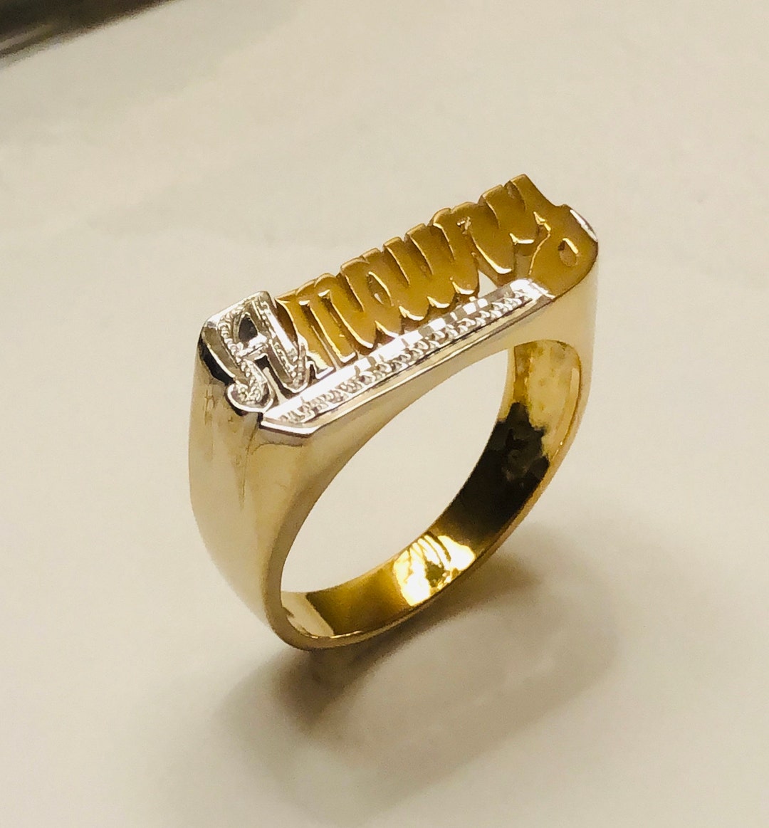 Personalized Name Ring in Sterling Silver With Gold Plate - Etsy
