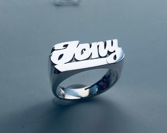 Personalized Name Ring in Sterling Silver With Gold Plate | Etsy