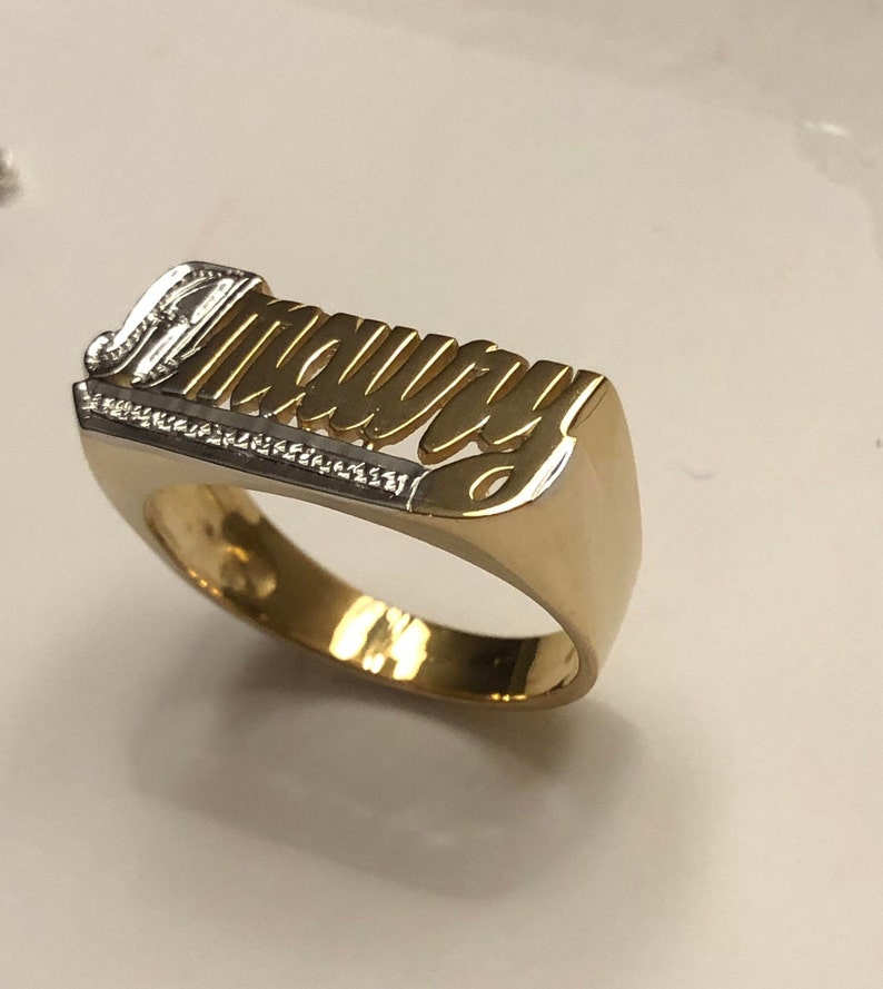 Personalized Name Ring in Sterling Silver With Gold Plate - Etsy