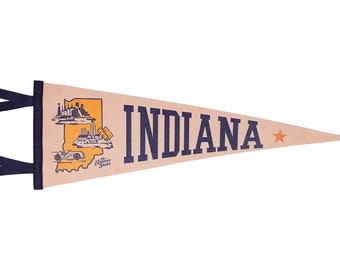 Vintage 60s State of Indiana Flag Pennant Dimensions 17 in X 10 in EUC ...