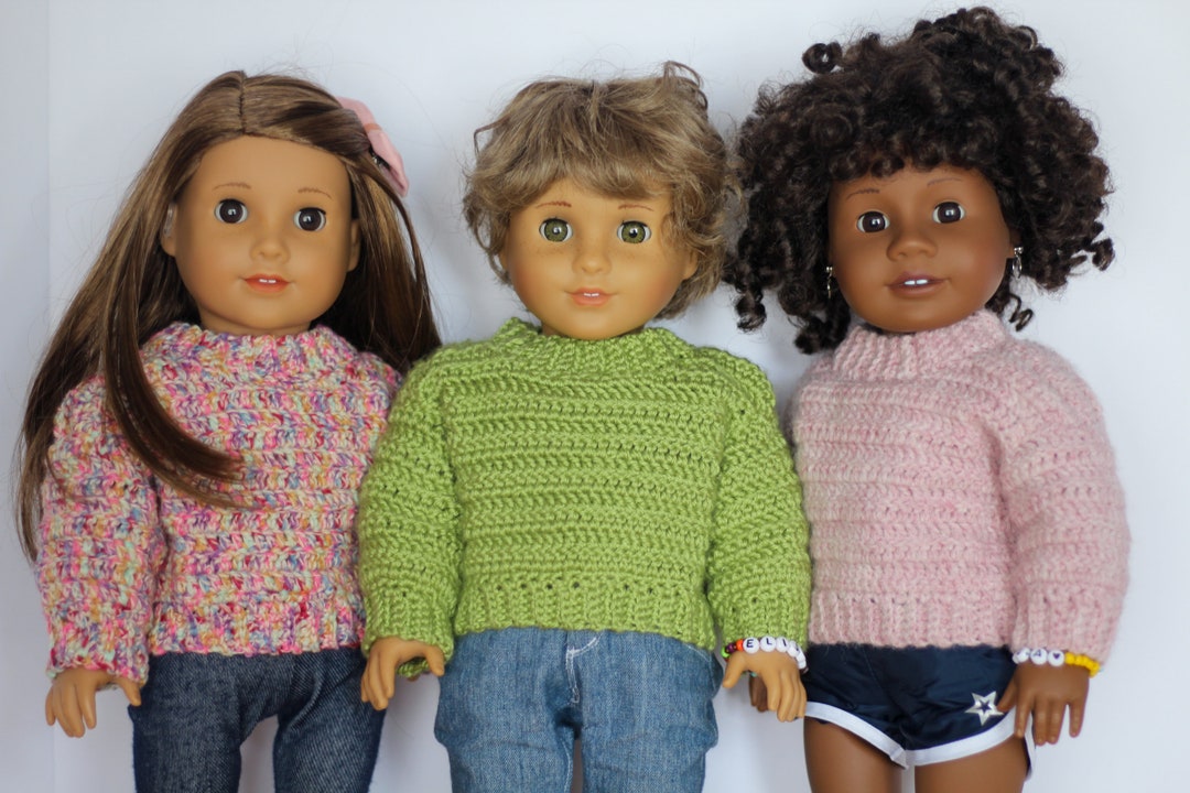 The Eden Sweater | Easy Crochet Pullover Sweater for 18" Dolls - Etsy