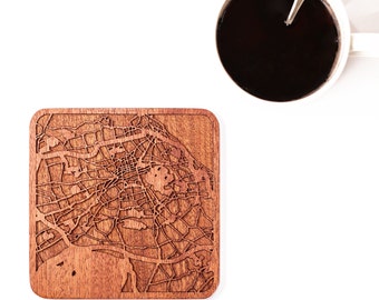 Philadelphia Map Coaster One Piece Sapele Wooden Coaster | Etsy