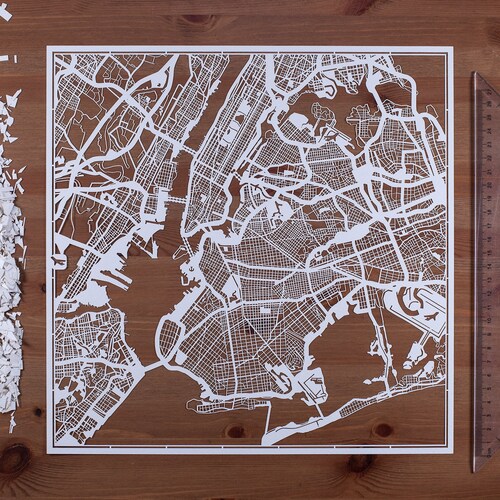 Paper Cut Map Manhattan NY. 1212 In. Paper Art IDEAL GIFTS - Etsy