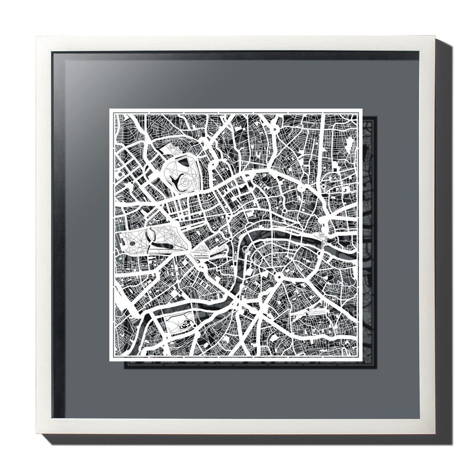 Paper Cut Map London 12×12 In. Paper Art IDEAL GIFTS - Etsy