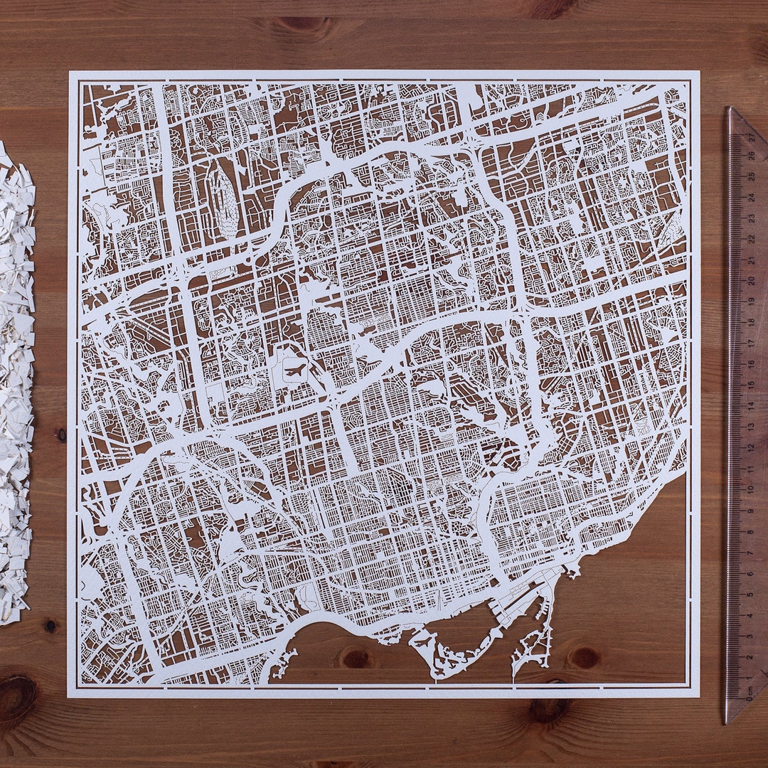 Toronto, Downtown Toronto Paper Cut Map 12×12 In. Paper Art IDEAL GIFTS ...