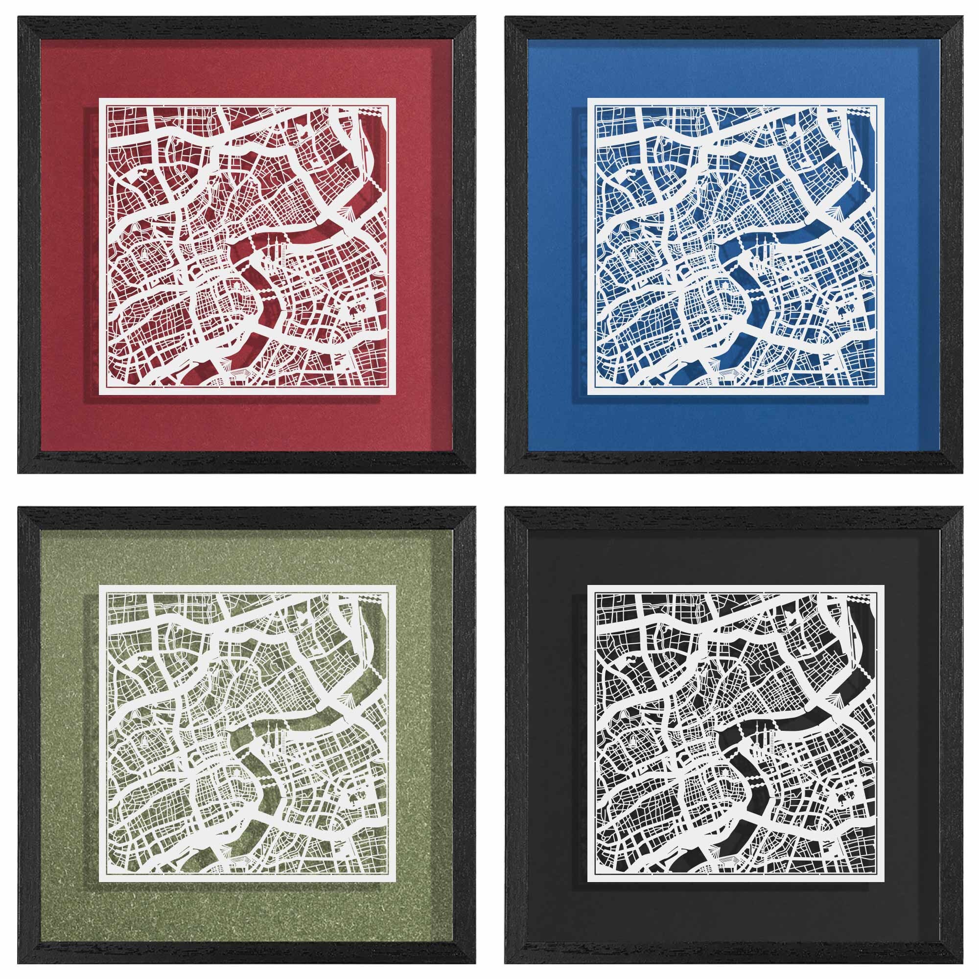 Shanghai Paper Cut Map Gerahmt Weiße Karte Weißer Rahmen | Etsy