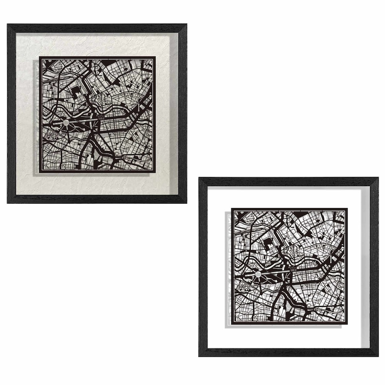 Berlin Paper Cut Map Framed White map White Frame 9x9 | Etsy