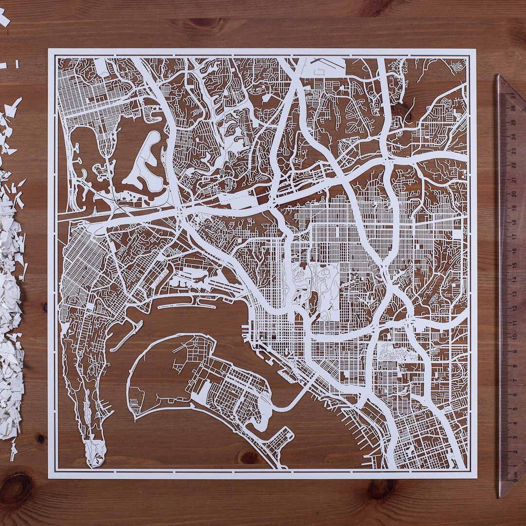 Paper Cut Map San Diego, CA 12×12 In. Paper Art IDEAL GIFTS - Etsy