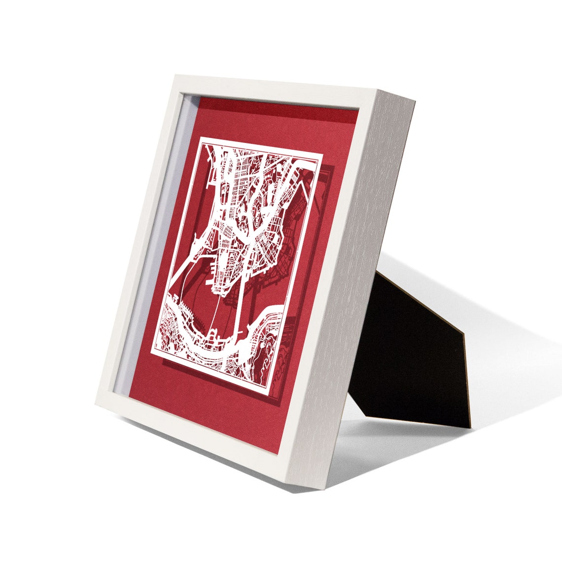 Hong Kong Paper Cut Map Framed White Map White Frame 9x9 - Etsy