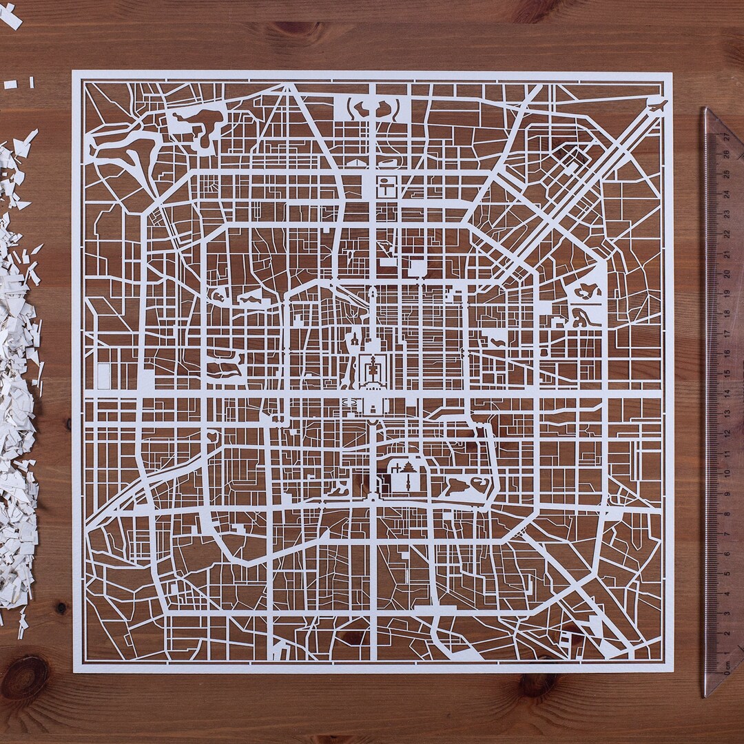 Paper Cut Map Beijing 12×12 In. Paper Art IDEAL GIFTS - Etsy