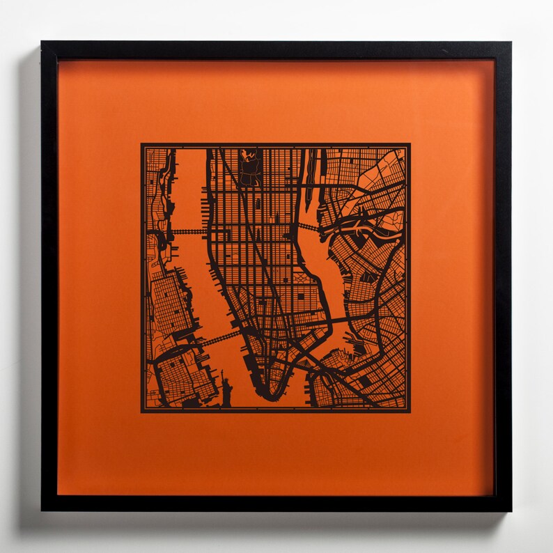Paper Cut Map of Manhattan NY, 12x12 Paper Art Souvenir Gift - Etsy