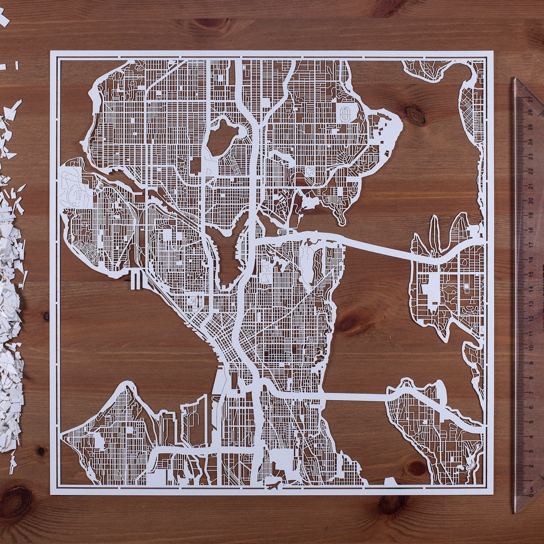 Paper Cut Map Seattle, 1212 In. Paper Art IDEAL GIFTS - Etsy