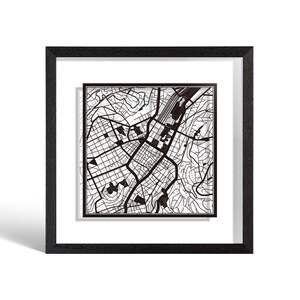 Stuttgart Paper Cut Map Framed, White Map, White Frame, 9x9 Inches ...