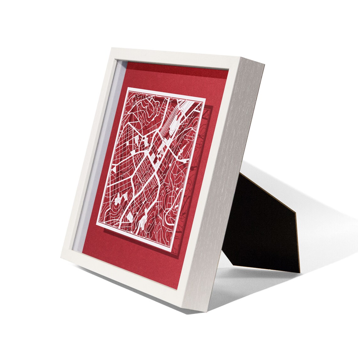Stuttgart Paper Cut Map Framed White Map White Frame 9x9 | Etsy