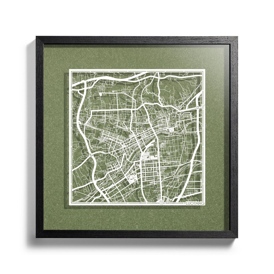Paper Cut Map Luoyang, 3D Framed 18x18 Inches, Gift Boxed, 4 Background ...
