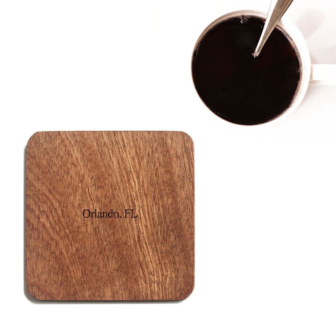 Orlando,fl Map Coaster, One Piece, Sapele Wooden Coaster With City Map ...