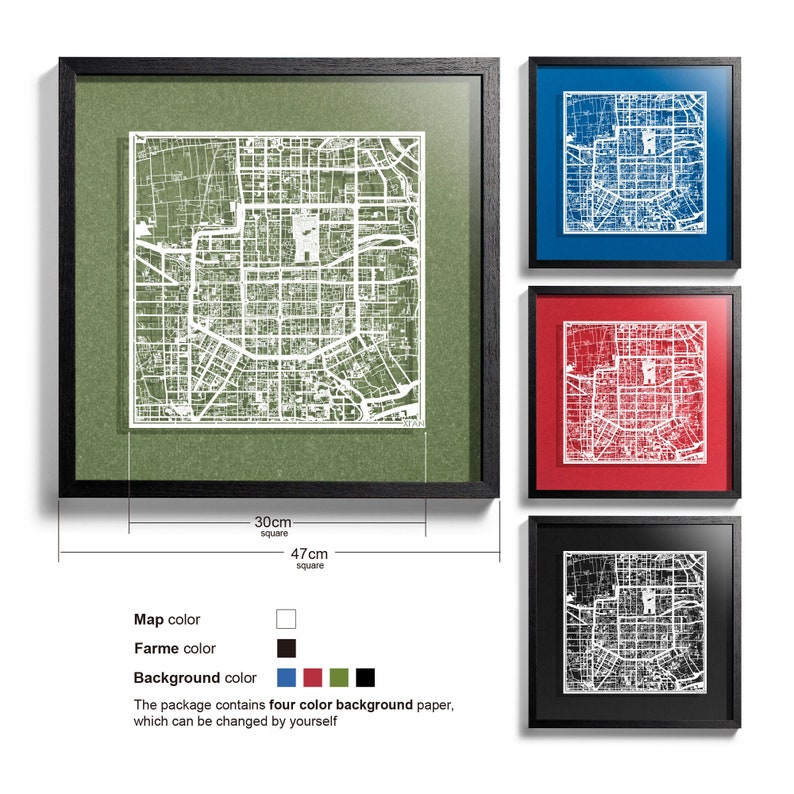 Xi'an / Taiyuan Paper Cut Map 3D Framed 18x18 Inches - Etsy
