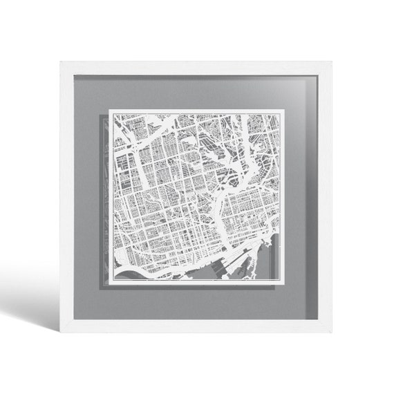 Toronto Paper Cut Map Framed White Map White Frame 9x9 | Etsy