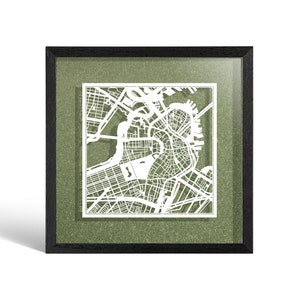 Boston Paper Cut Map Framed, White Map, White Frame, 9x9 Inches, Gift ...