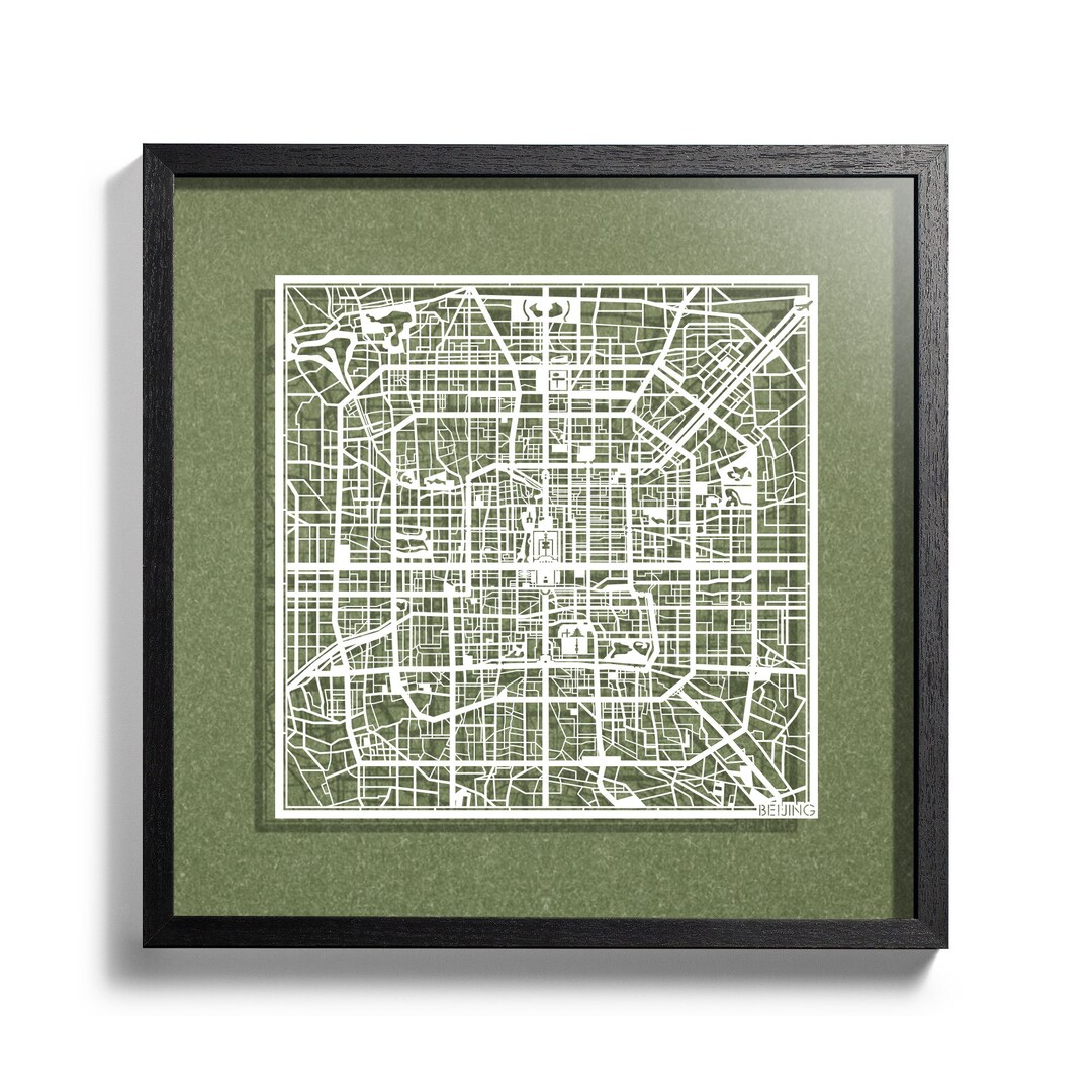 Paper Cut Map Beijing 3D Framed 18x18 Inches, Gift Boxed, 4 Background ...